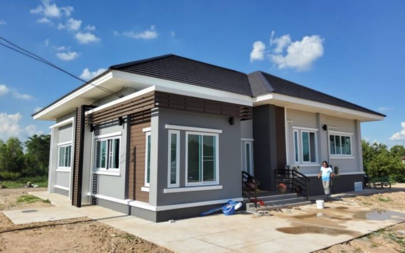 Elevated Modern House Design in Grey Shades - Pinoy House Designs