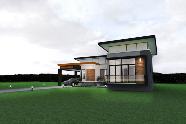 L-shaped Modern House Plan with Wide Frontage - Pinoy House Designs