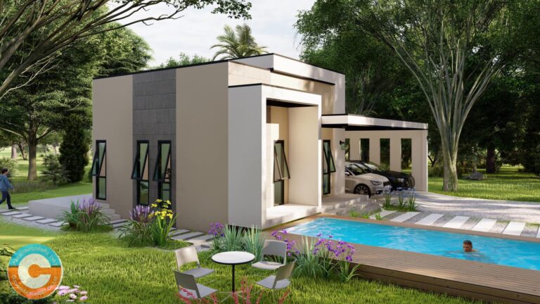 Modern Single-Storey Home Design with a Swimming Pool - Pinoy House Designs
