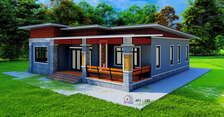 Stylish One-Storey Home Design with Raw Cement Exterior Walls - Pinoy ...